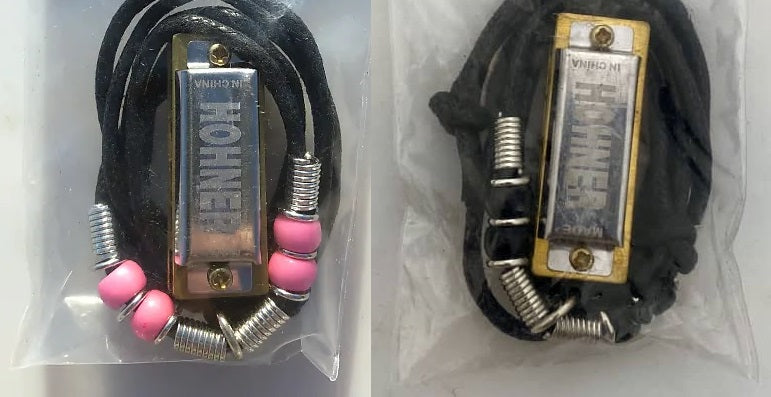 SALE Hohner 38N Mini Harmonica Necklace Chrome Key of C Pink and Black ...